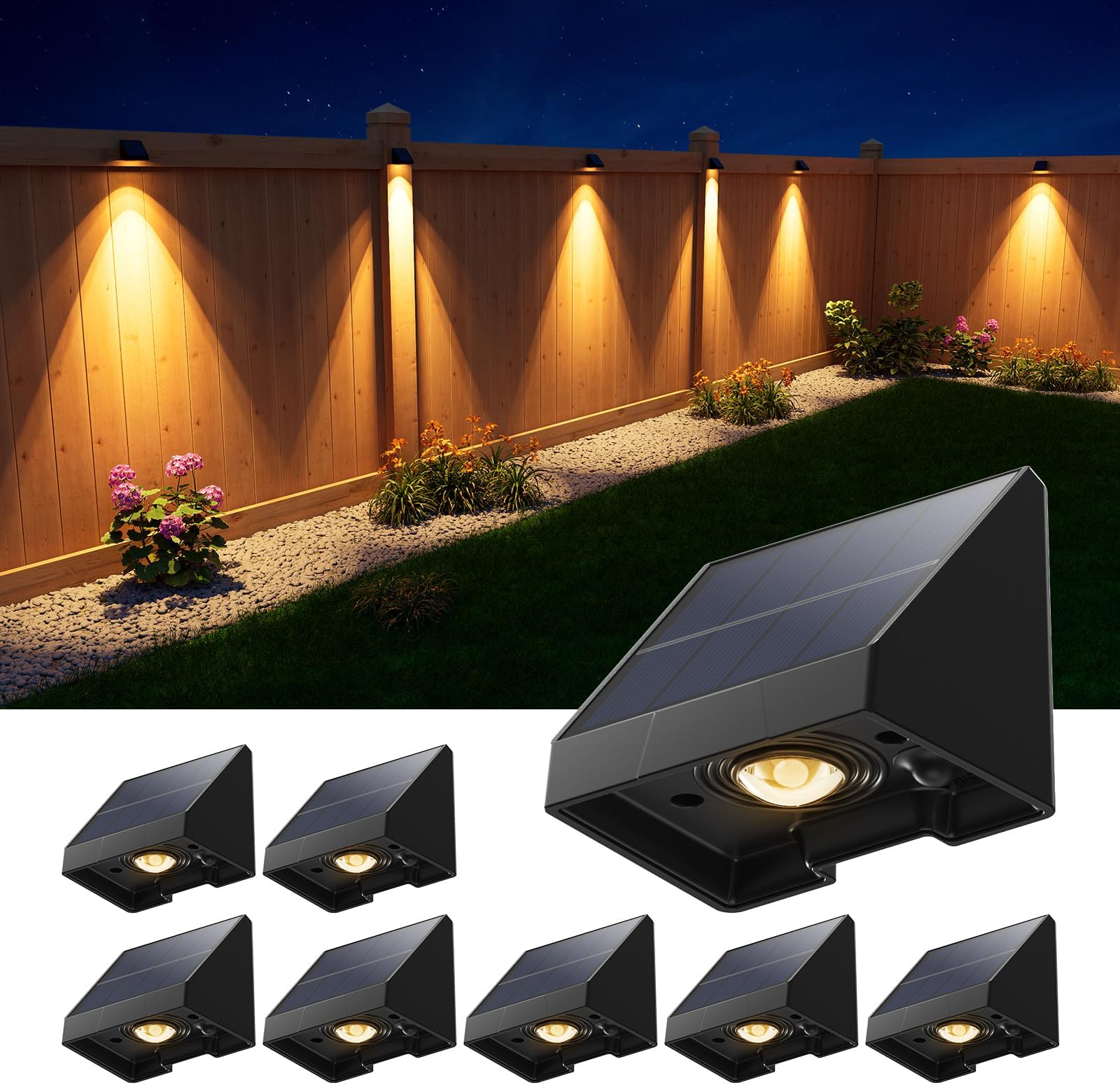 MAGGIFT 8 Pack Outdoor Metal Solar Deck Lights, LED Solar Fence Lights ...