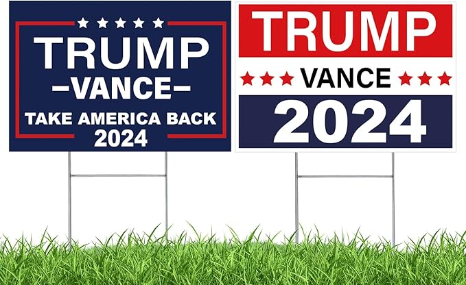 Amazon.com : Trump Vance 2024 Yard Signs 2-Pack – Double-Sided ...