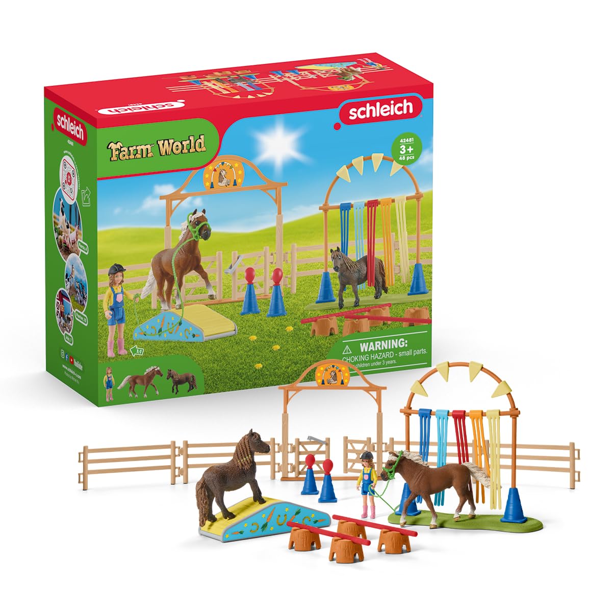schleich Farm World 42481 Pony Agility Training Set with Horse, Trainer ...
