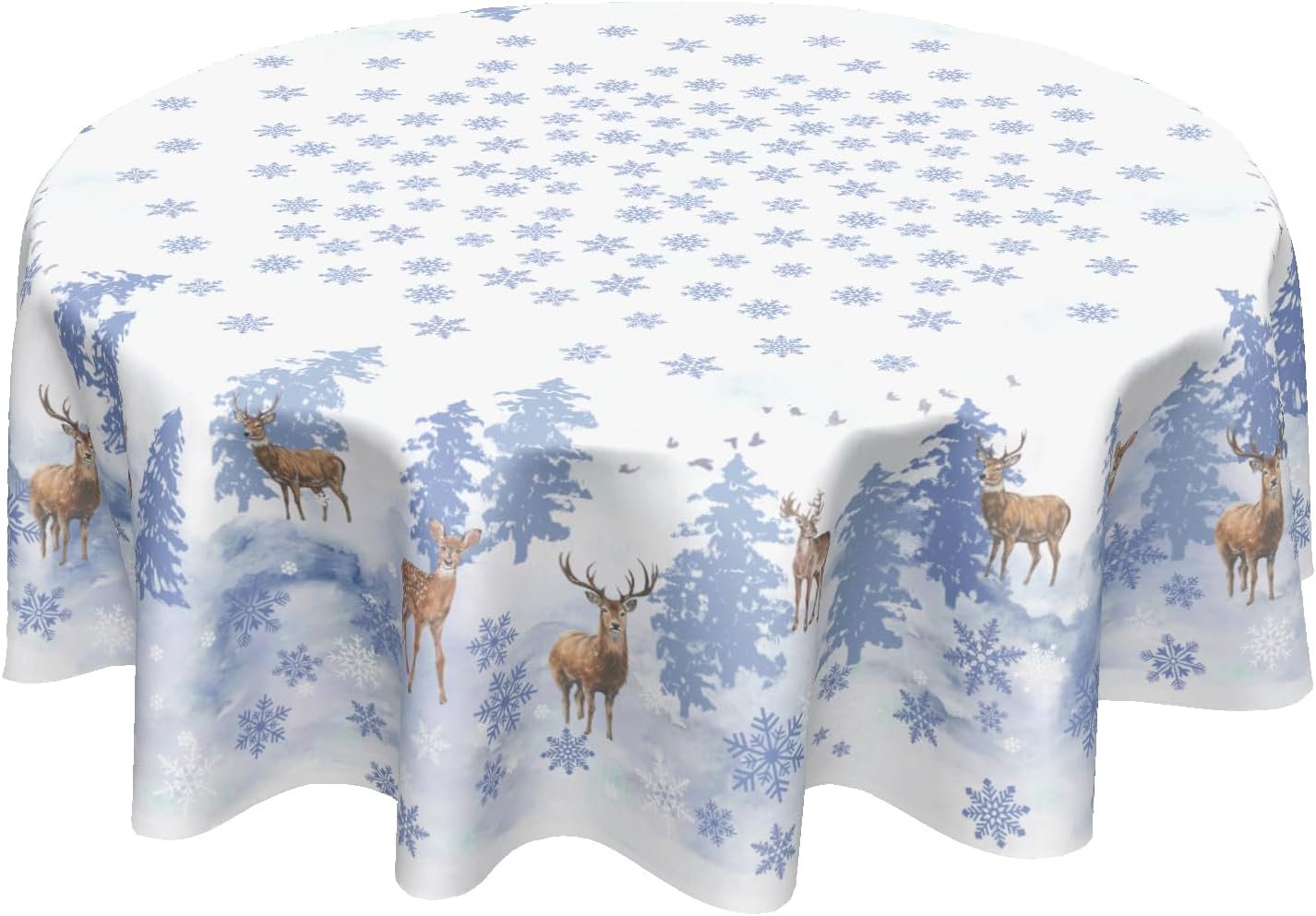 Amazon.com: Winter Tablecloth Christmas Round Tablecloth 60 Inch Winter ...