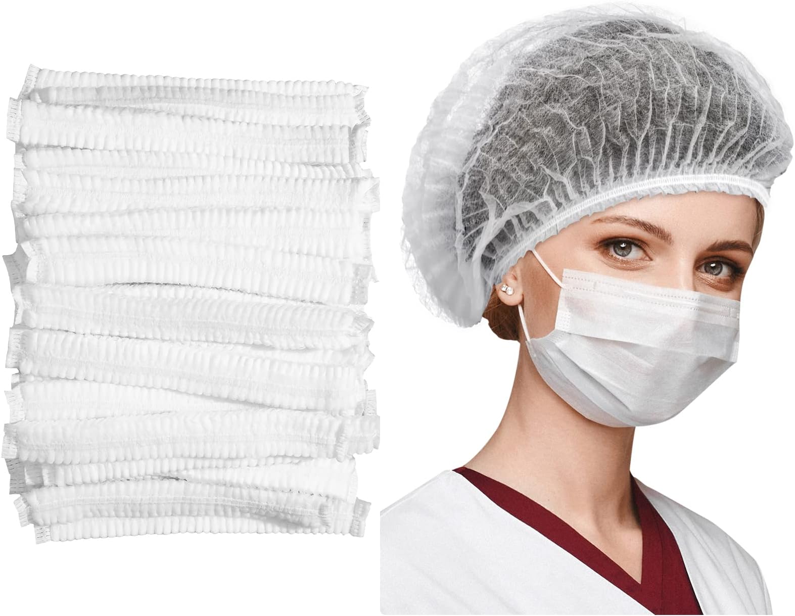 Amazon.com: 300 Pcs Disposable Bouffant Cap 24 Inch Non Woven Hair Net ...