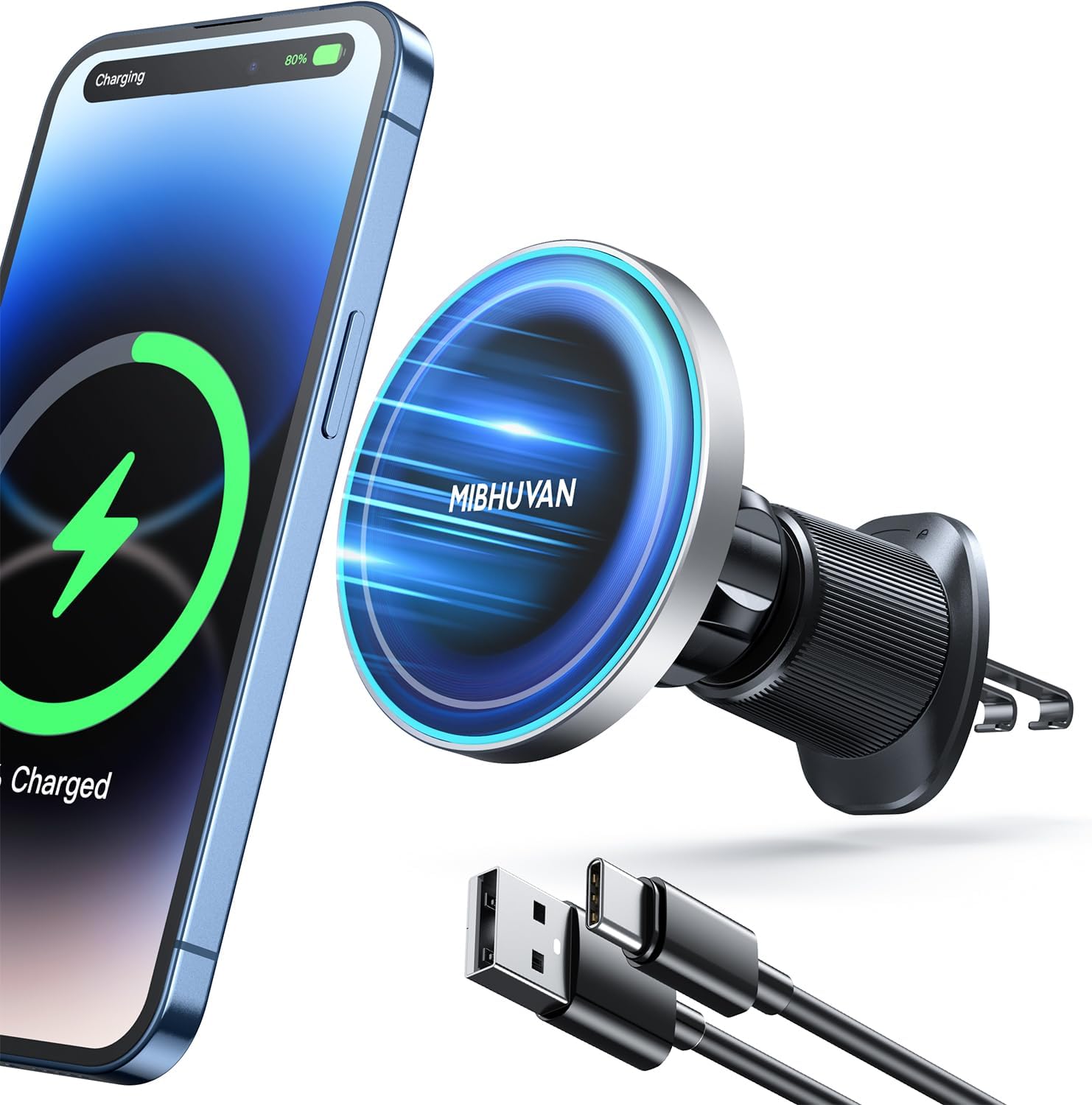 Amazon.com: Mibhuvan Magnetic Wireless Car Charger Mount [15W Fast ...