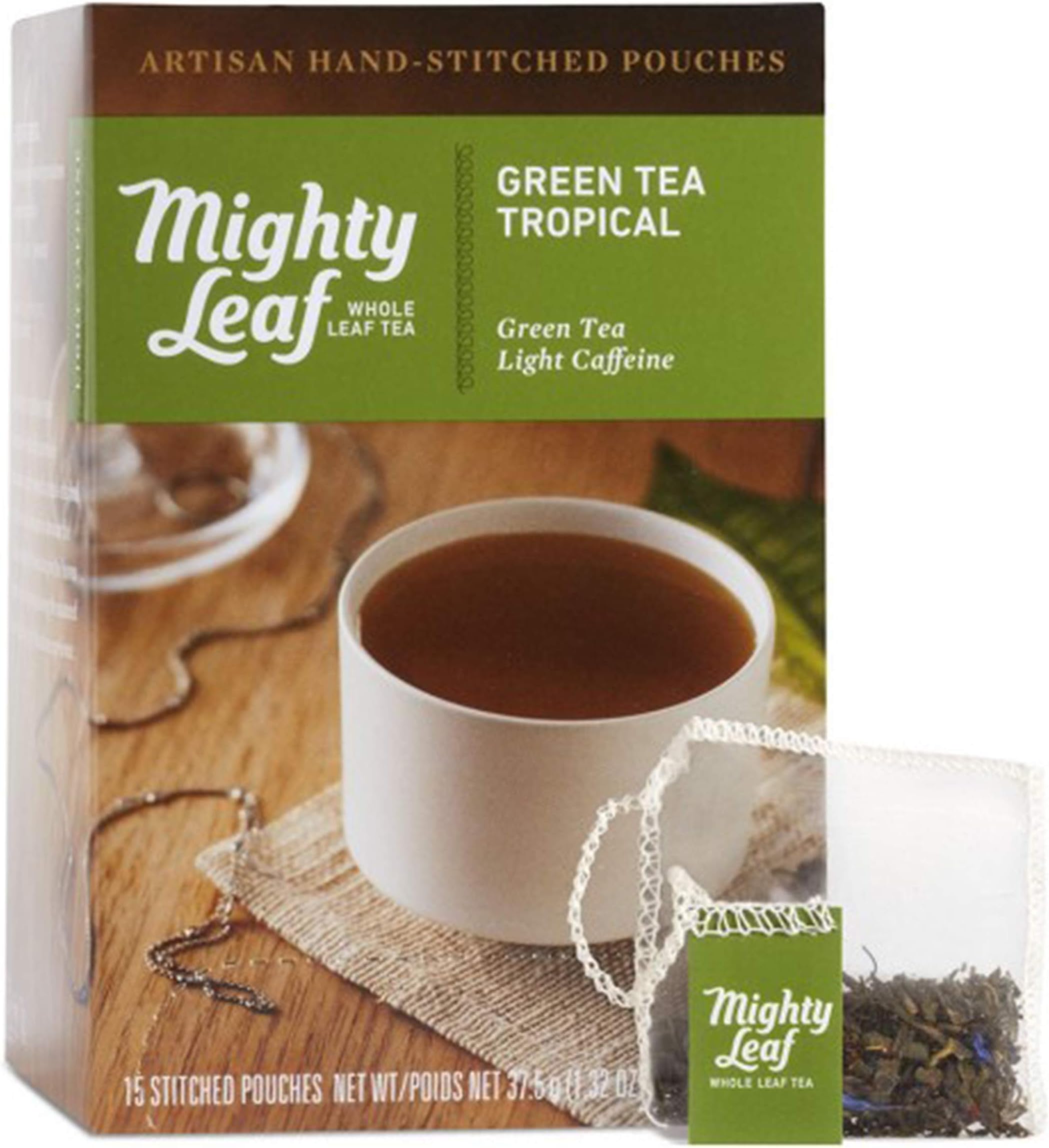 Amazon.com : Mighty Leaf Green Tea, Tropical, 1.32oz 15 Pouches ...
