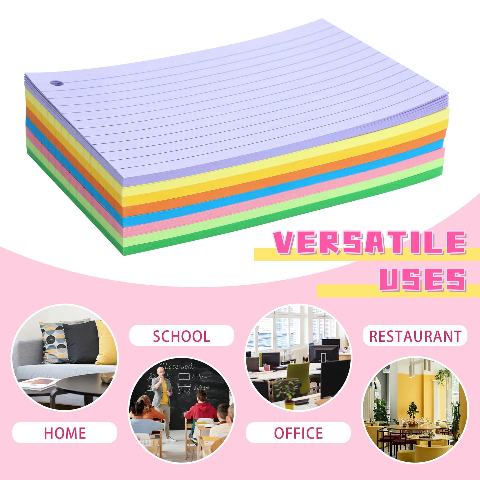 Snapklik.com : 160 PCS Index Cards 4 X 6 Inches, 180 GSM Thick Punched ...