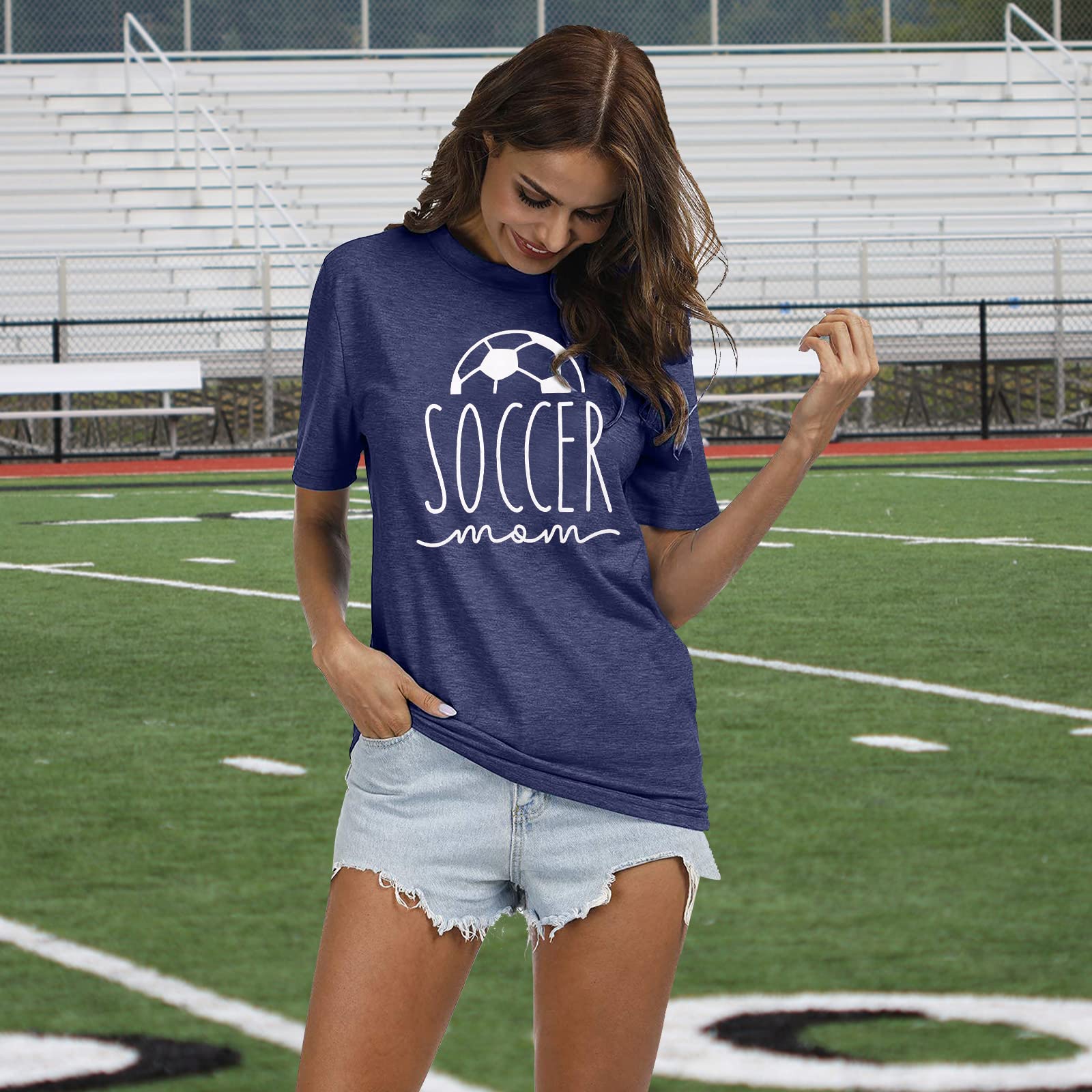Snapklik.com : Women Soccer Mom Shirt Soccer Ball Graphic Tee Football ...