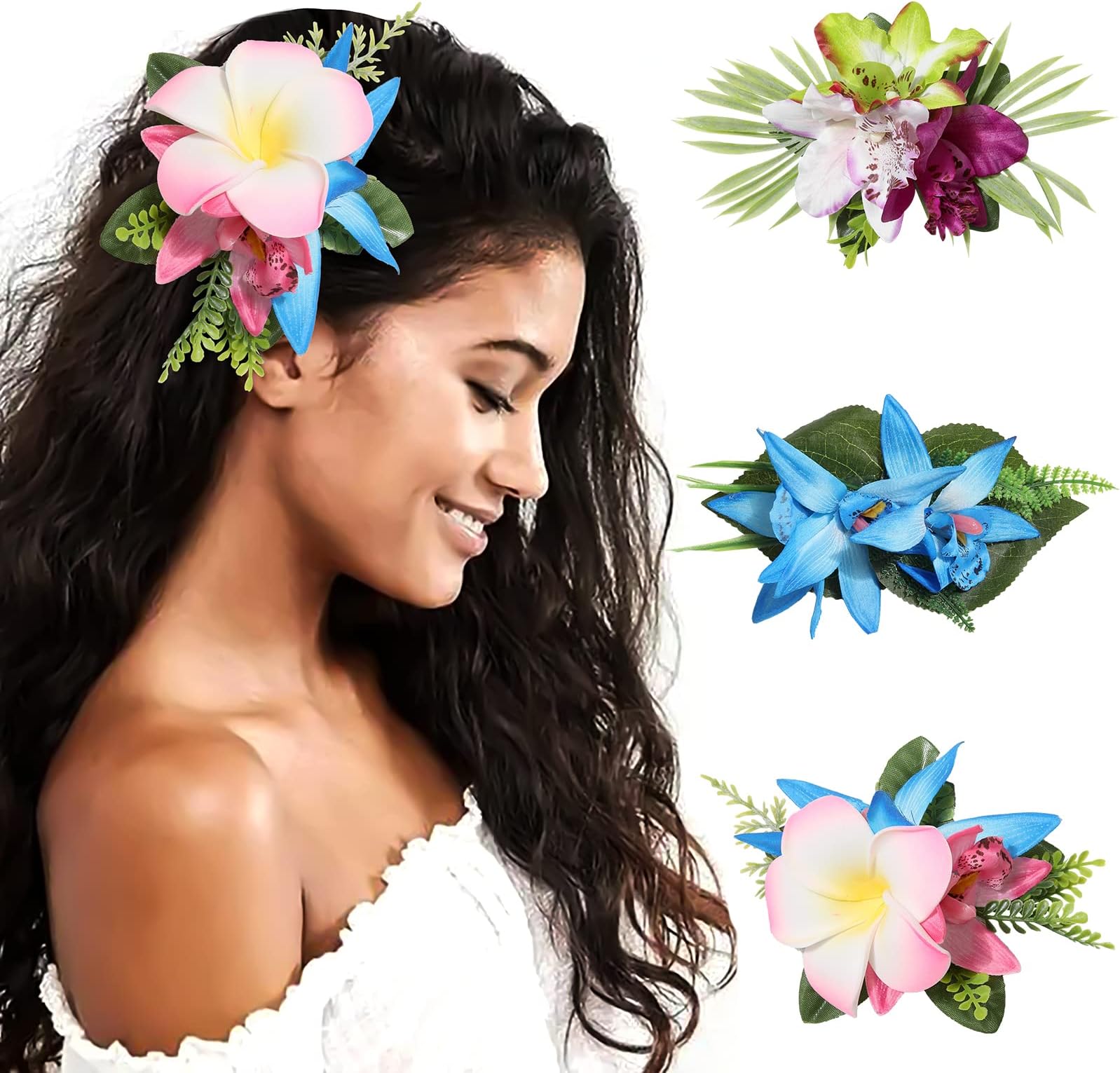 Amazon.com : HAIMEIKANG Hair Clip, 3 Pieces Hawaiian Flower Hair Pins ...