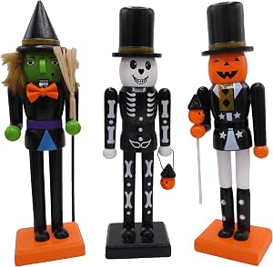 Amazon.com: Halloween Nutcrackers - Collection of 3 Wooden Decorations ...