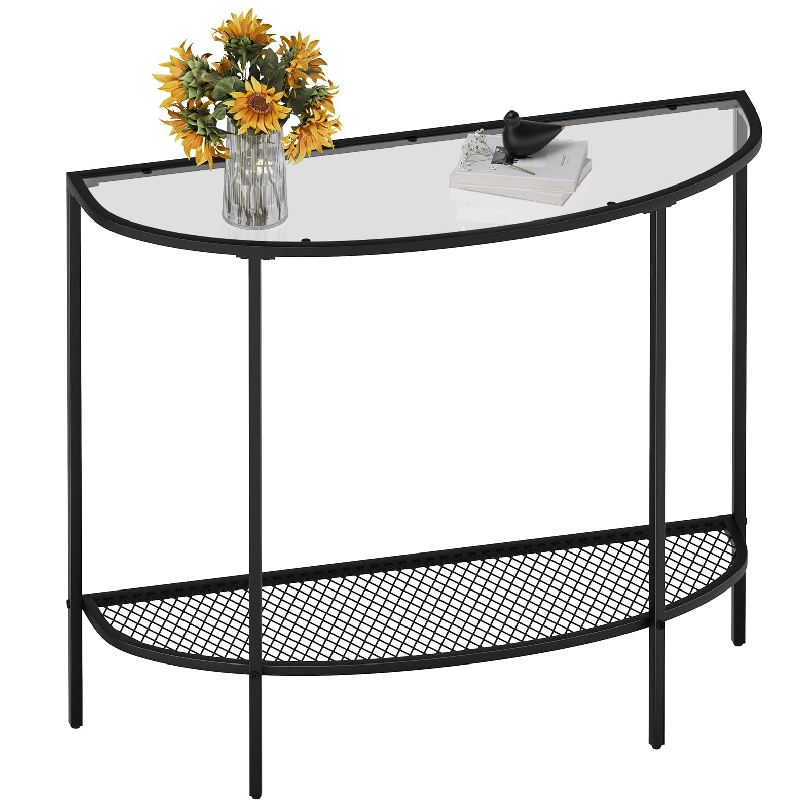 Snapklik.com : SAYGOER Glass Half Moon Console Table 2 Tier Narrow ...