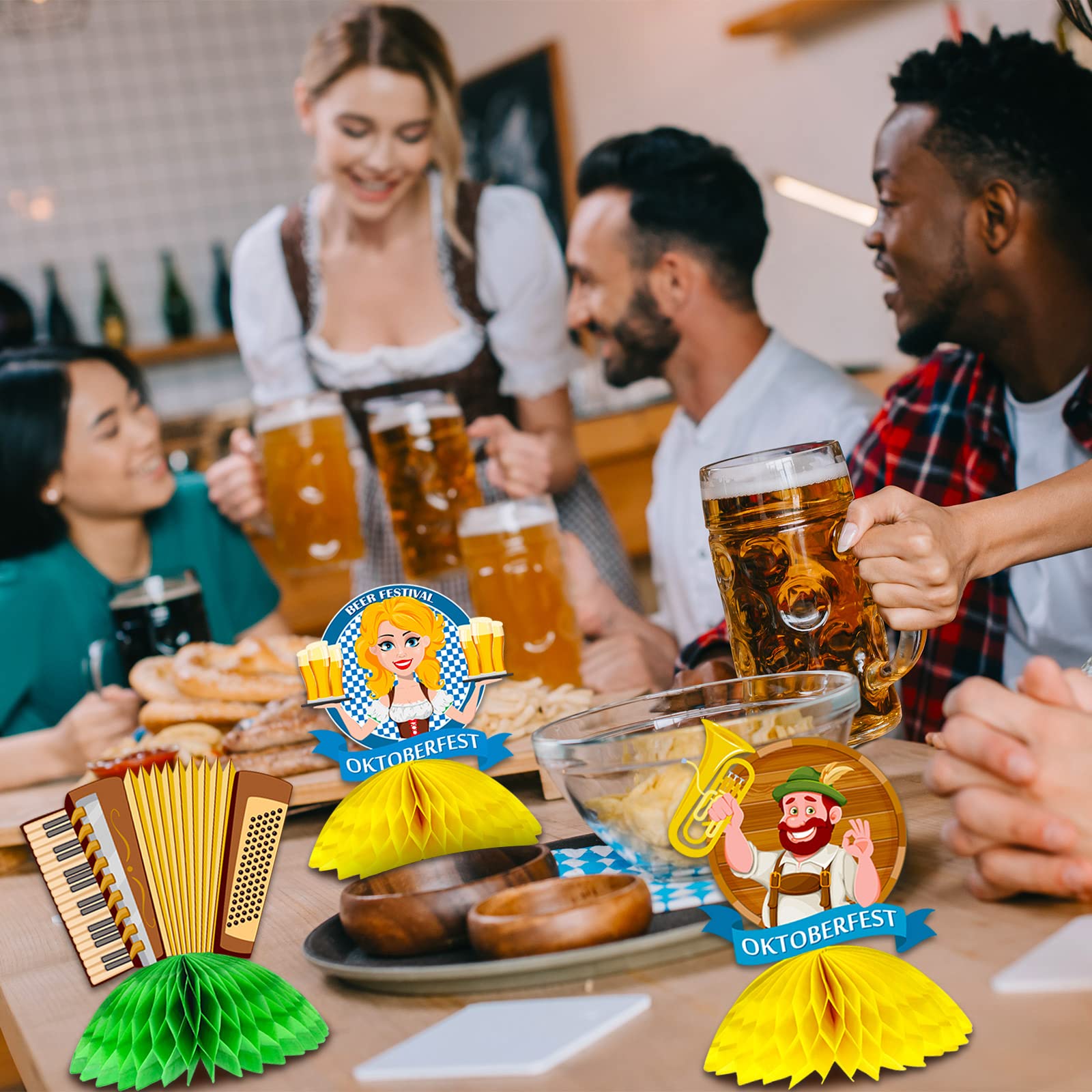 Snapklik.com : 10 Pcs Oktoberfest Party Decorations Honeycomb Table ...