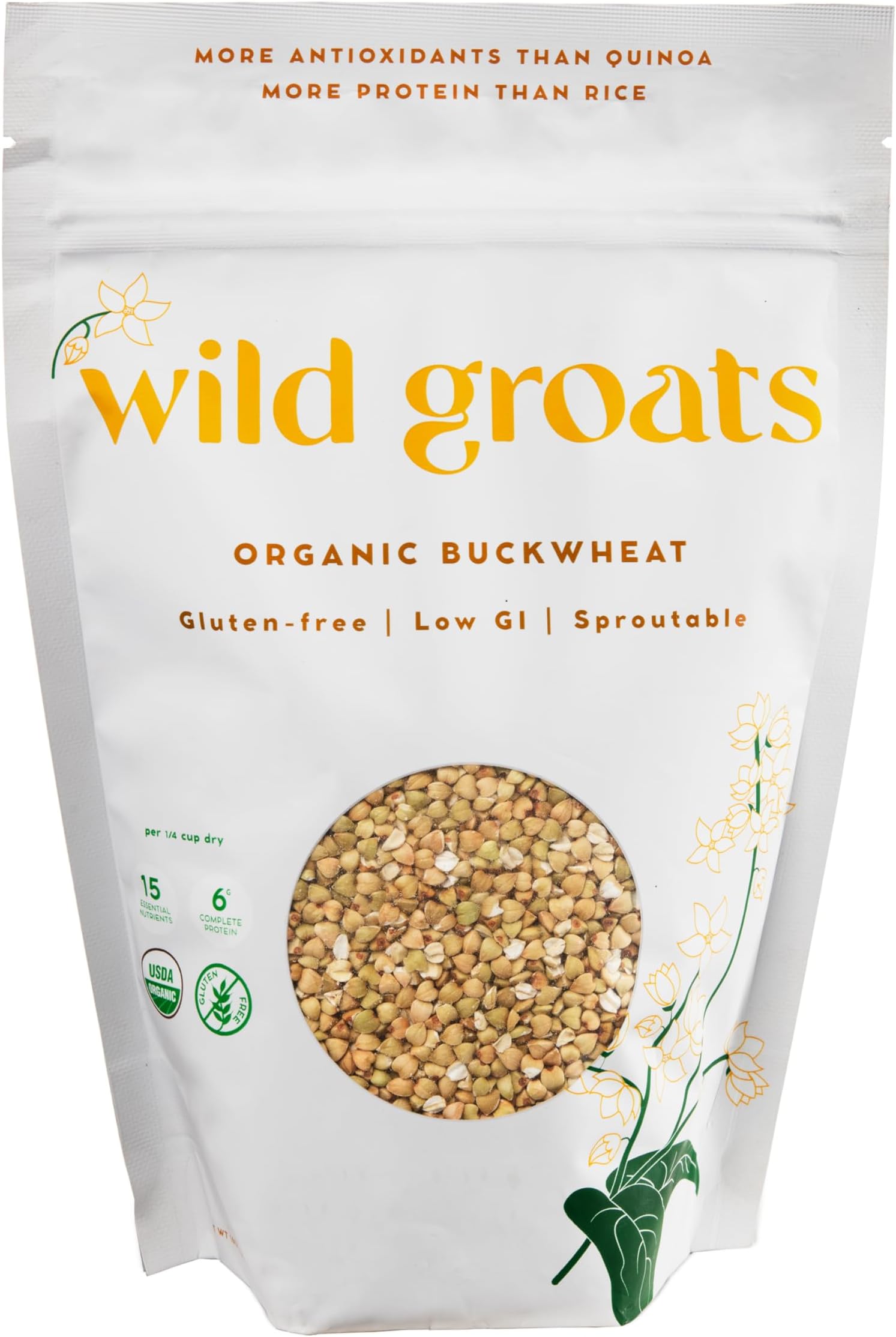 Amazon.com : Organic Wild Groats Raw Buckwheat - Grown in USA ...