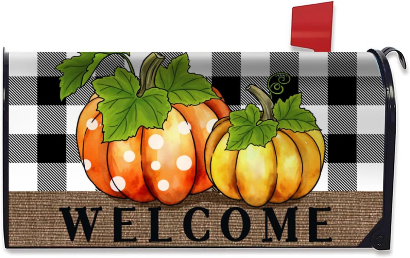 Amazon.com: Miaoquhe Welcome Fall Pumpkin Mailbox Covers Magnetic ...