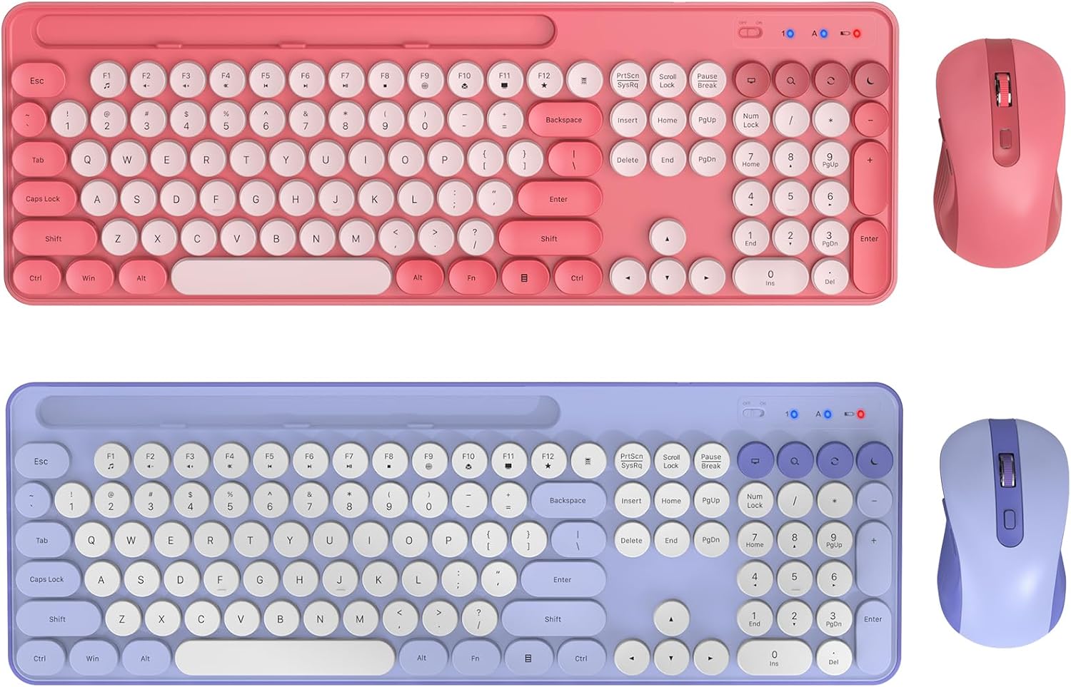 Amazon.com: Wireless Keyboard and Mouse Combo, Pink & Purple Retro ...