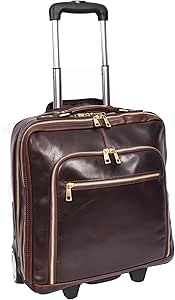 Amazon.com | Genuine Leather Pilot Case with Wheels Telescopic Handle ...