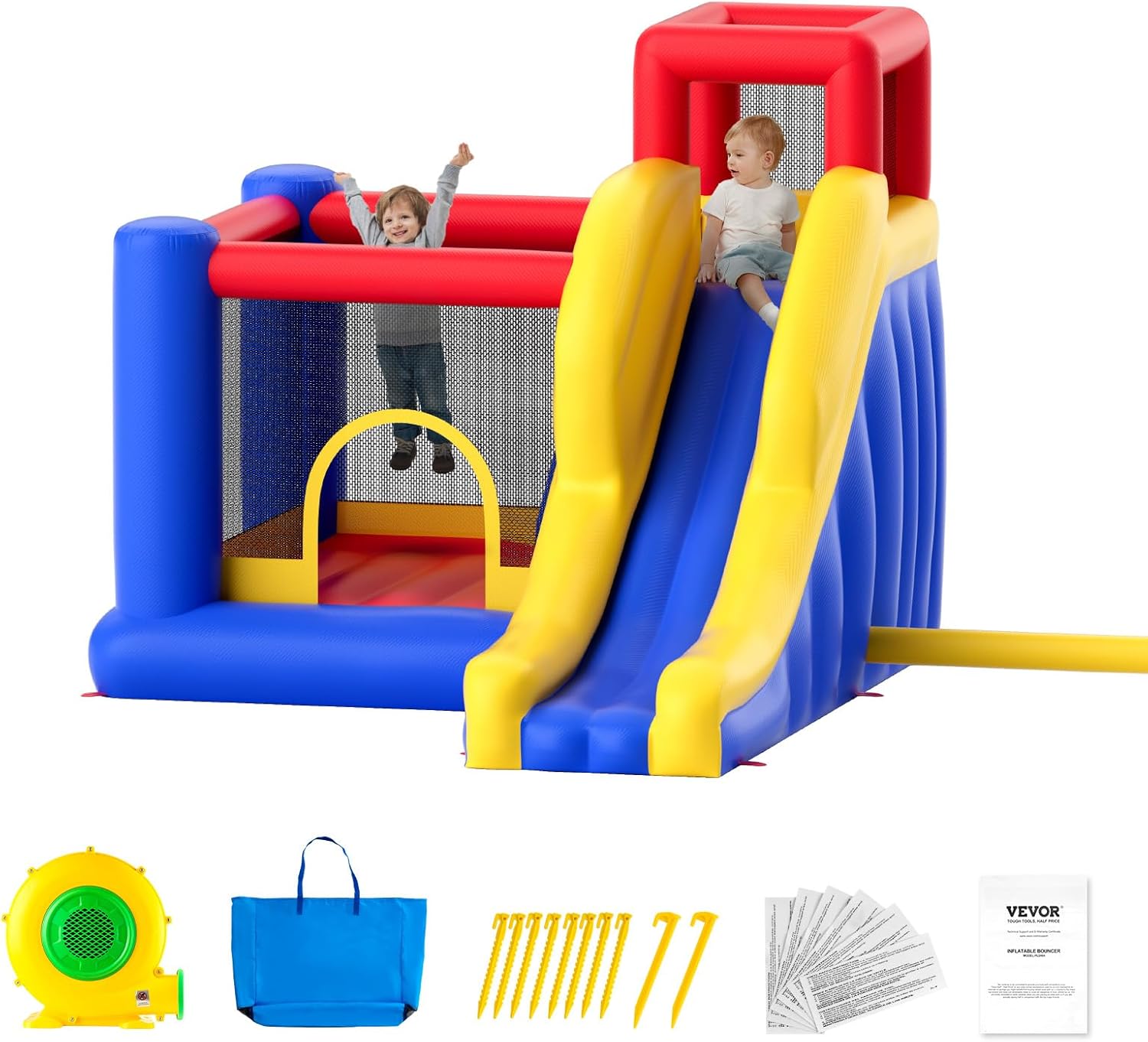 VEVOR Inflatable Bounce House, Outdoor Playhouse Trampoline, Jumping ...