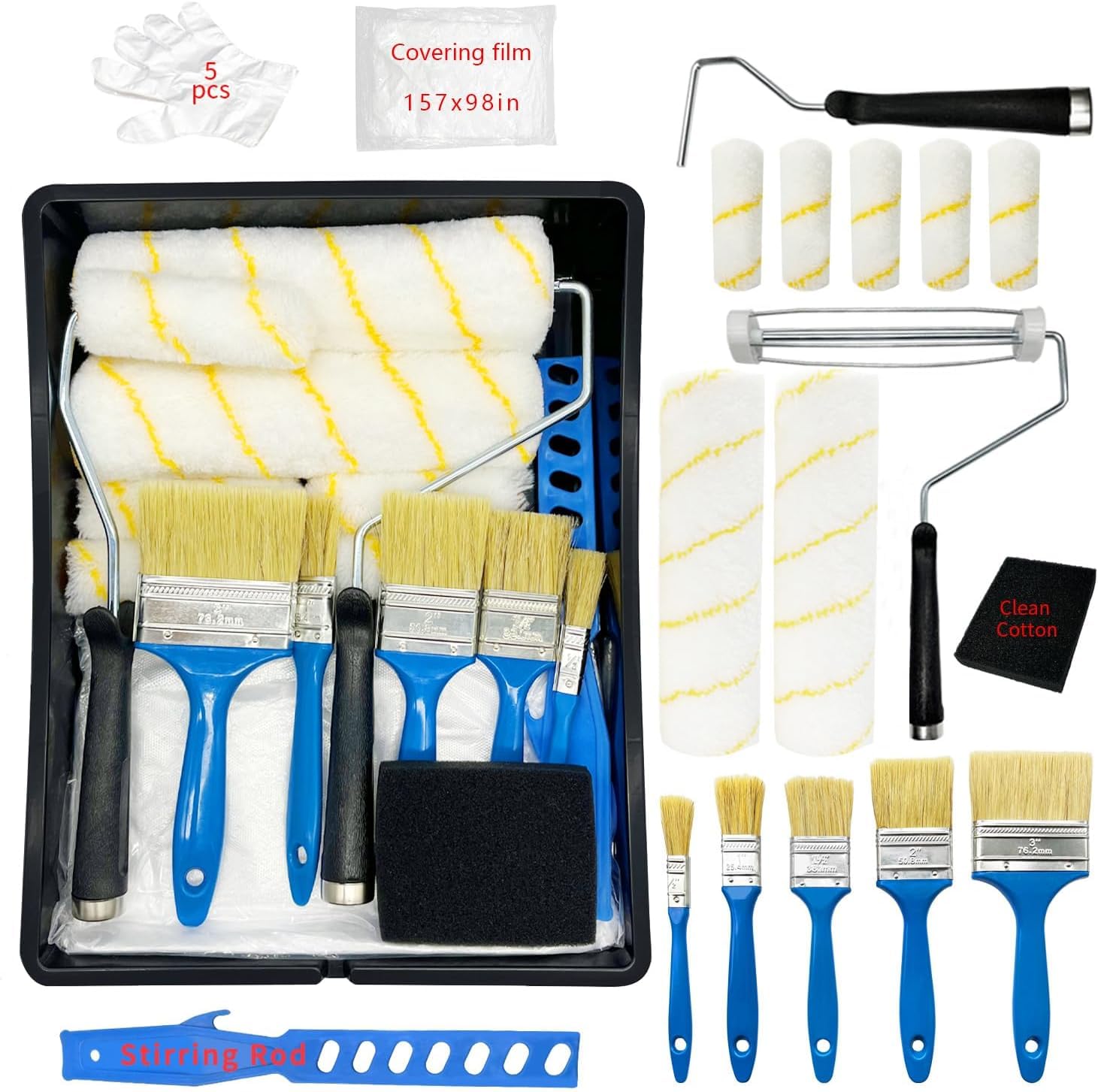 Xapigo 9 inch Paint Roller Cover Set,Wall Painting Roller Naps for ...