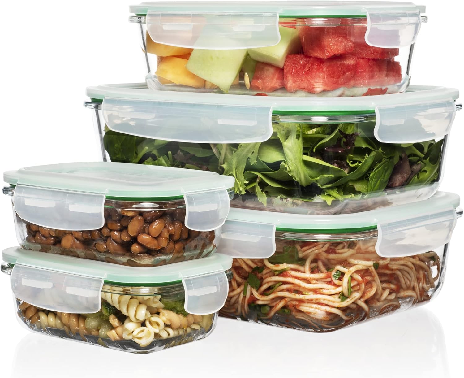 Amazon.com: Fusion Gourmet 5 pack Large Glass Food Storage Container ...
