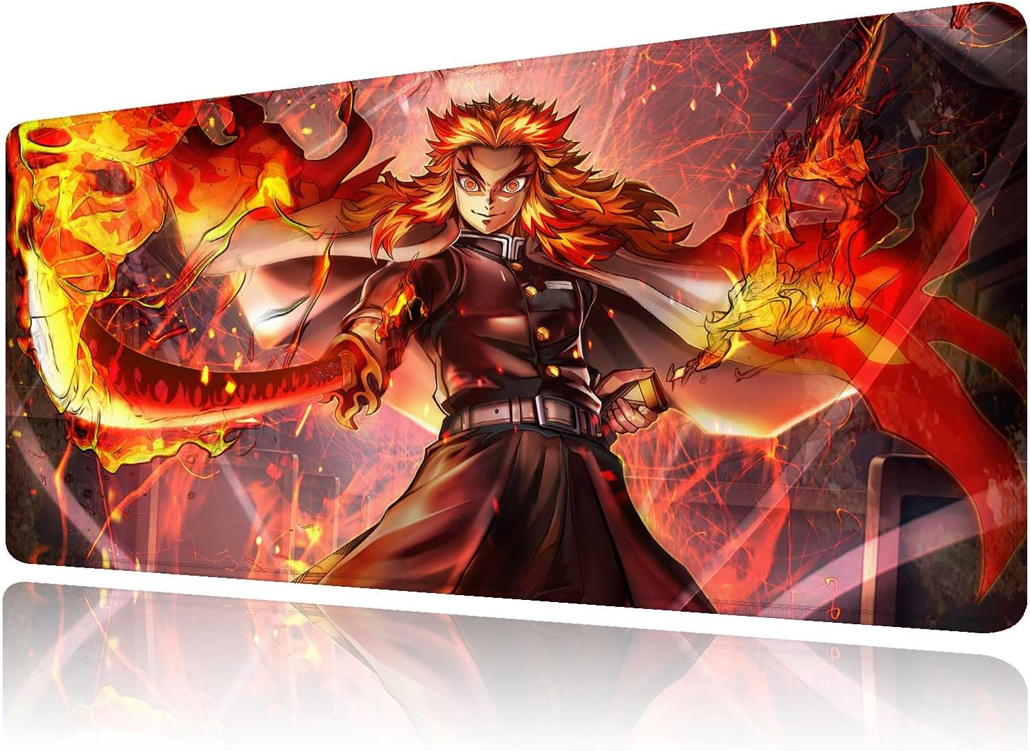Large Gaming Mouse Pad Anime Demon Slayer Rengoku Sword Custom Desk Pad ...