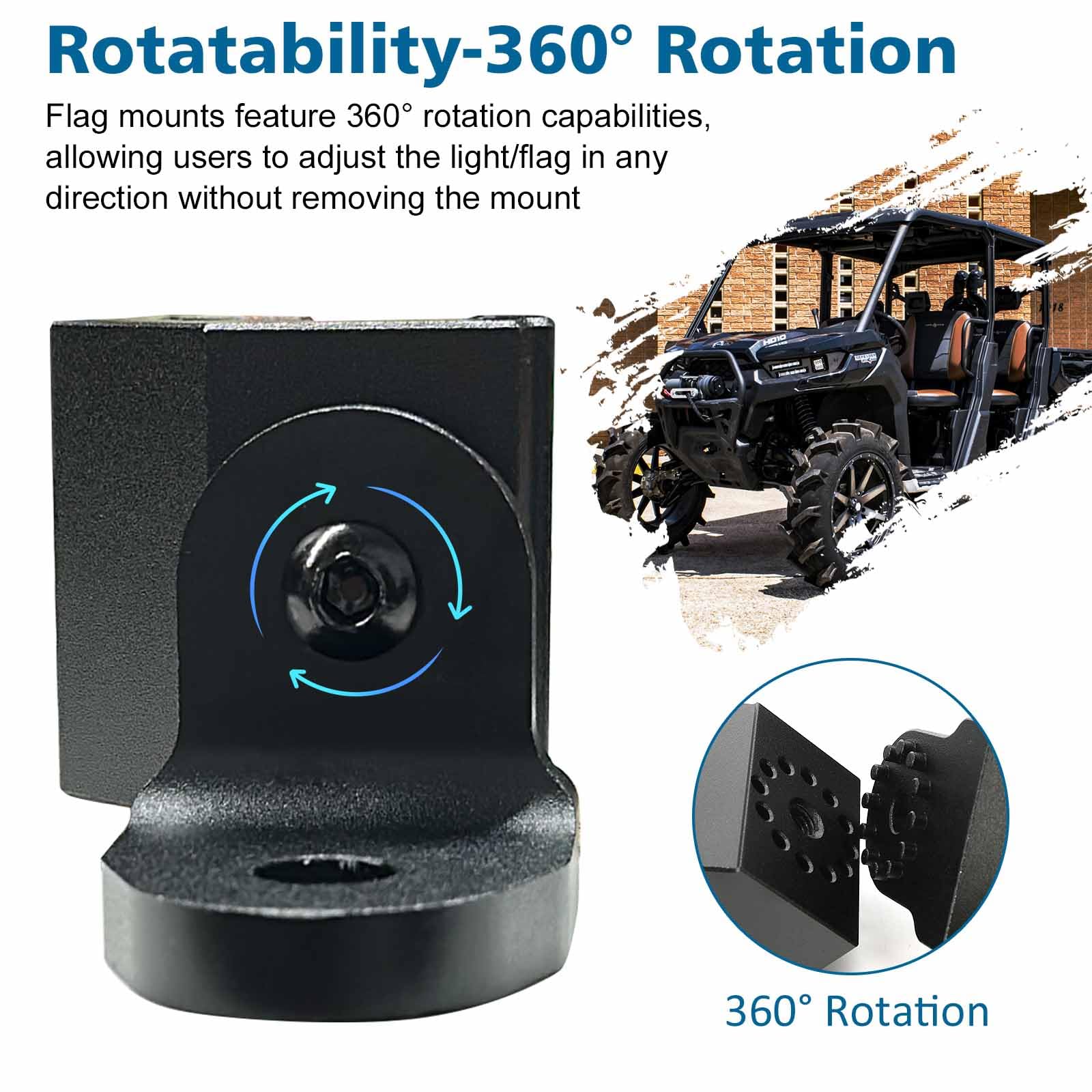 Snapklik.com : UTV Whip Mounts For Polaris Ranger General Can-Am ...