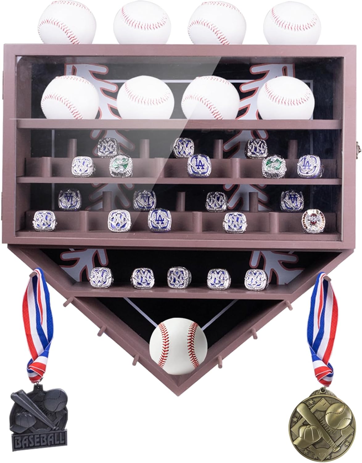 Amazon.com: Baseball Ring Display Case, Championship Rings Medals ...