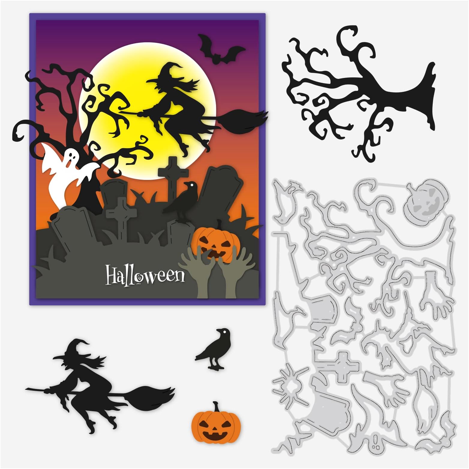 Amazon.com: Halloween Pumpkin Metal Die Cuts & Stencils - Card Paper ...