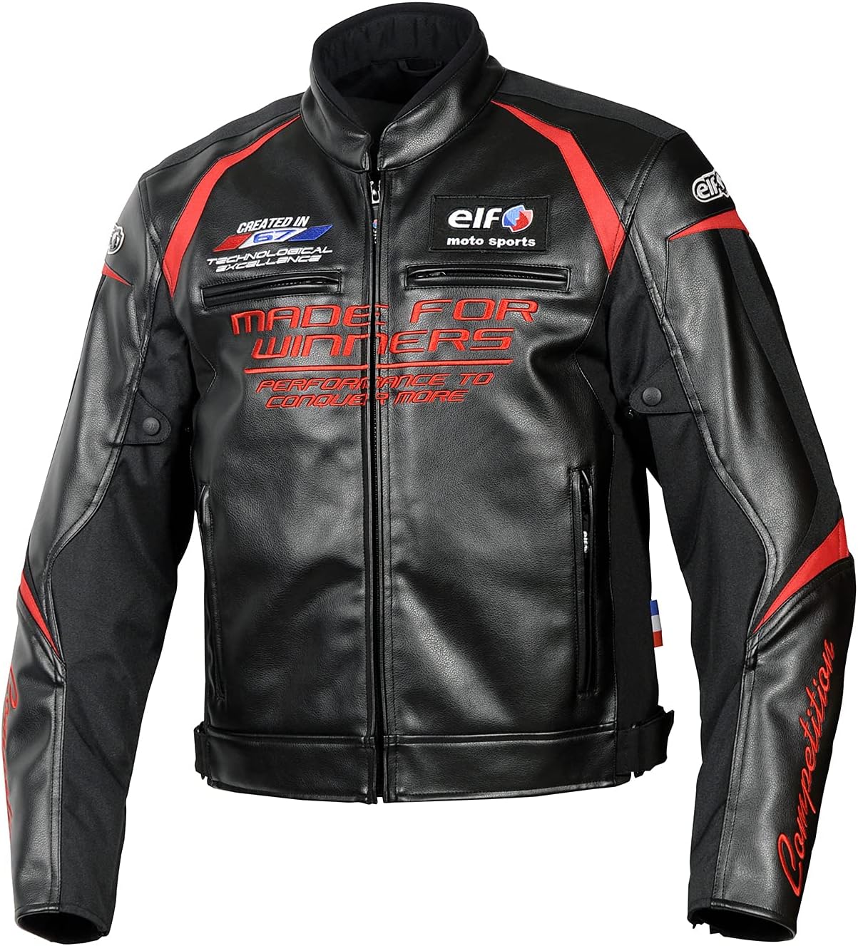 Amazon | [エルフ] バイク ジャケット エヴォルツィオーネPUレザージャケット ブラック&レッド WL(レディース) サイズ EJ-W108 | ジャケット | 車＆バイク