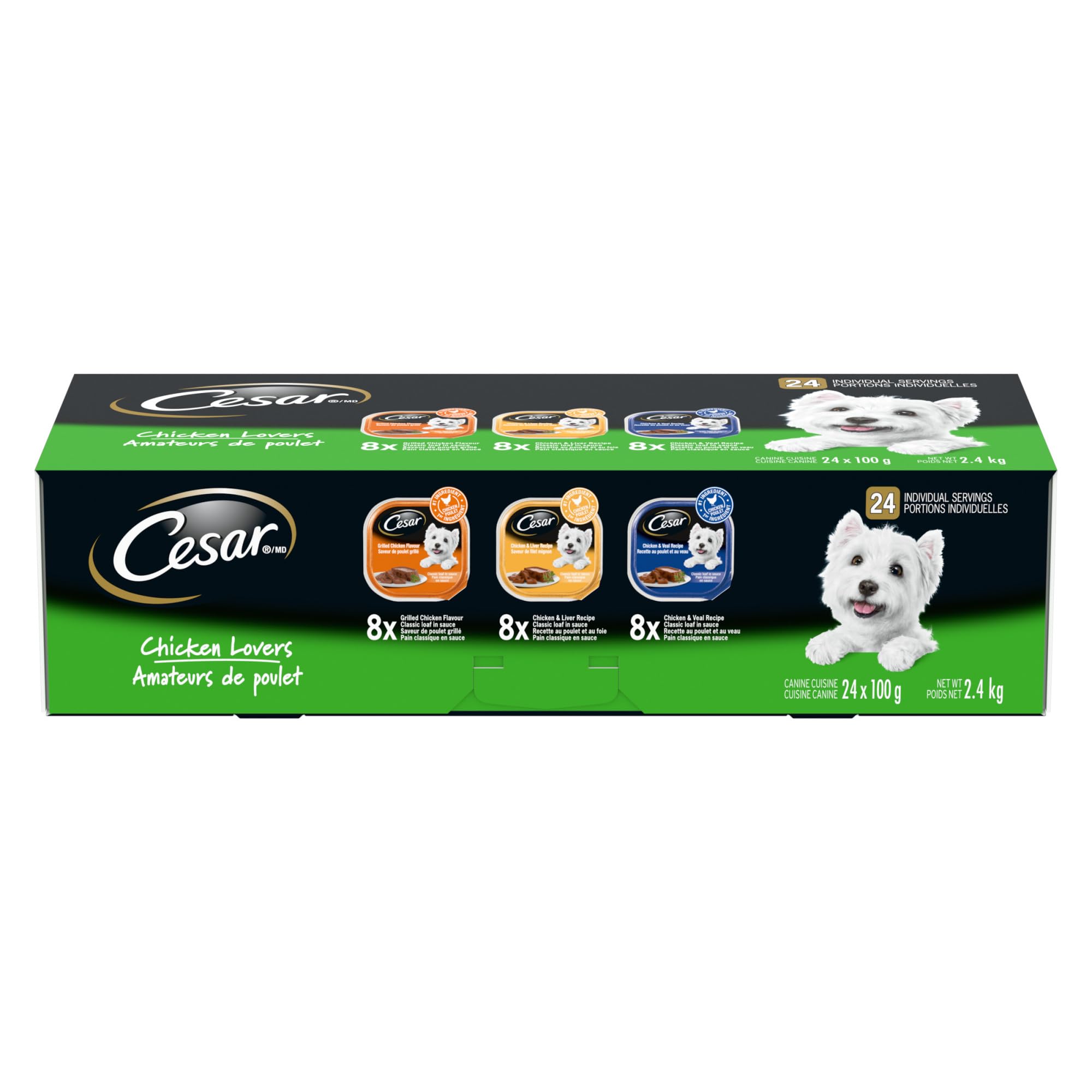 CESAR Classic Loaf in Sauce Adult Wet Dog Food Chicken Lovers Variety ...