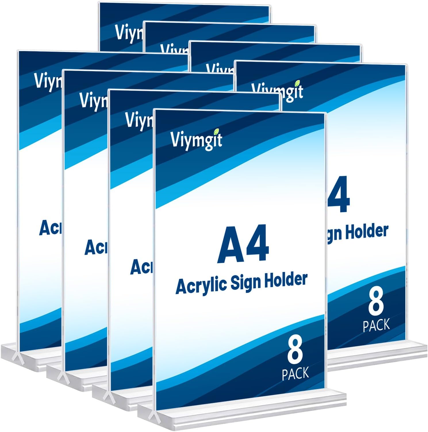 Viymgit A4 Acrylic Sign Holder, 8 Pack Clear Double-Side Table Perspex ...