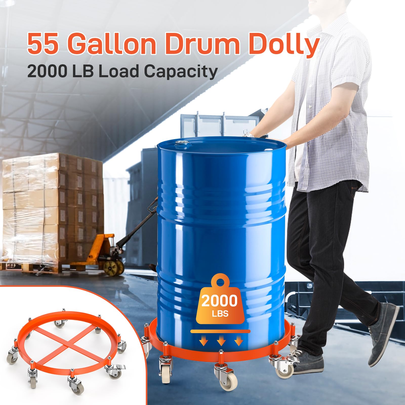 Snapklik.com : 55 Gallon Drum And Barrel Dolly, 2000 LBS Capacity Dolly