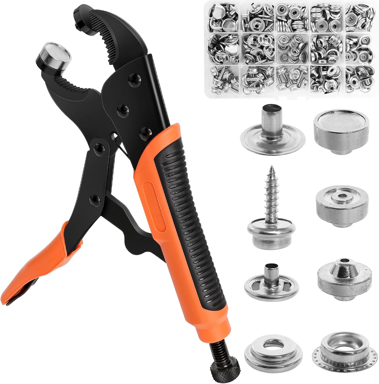 Snap Button Fastener Kit, Heavy Duty Snap Fastener Tool with 40set ...