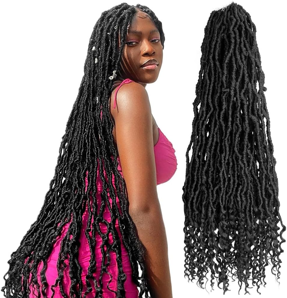 Amazon.com : Leeven 7 Packs Faux Locs With Curly Ends 18 Inch Pre ...