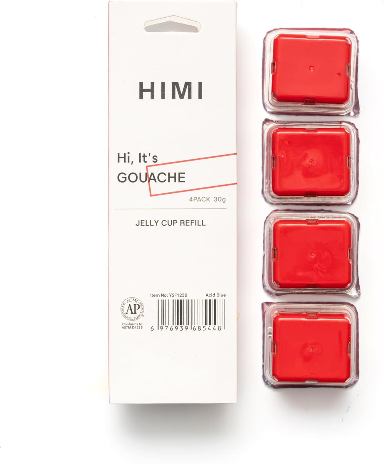 HIMI Gouache Paint Jelly Cup Refill, 4 Pack 30g, Single Color Paint for ...