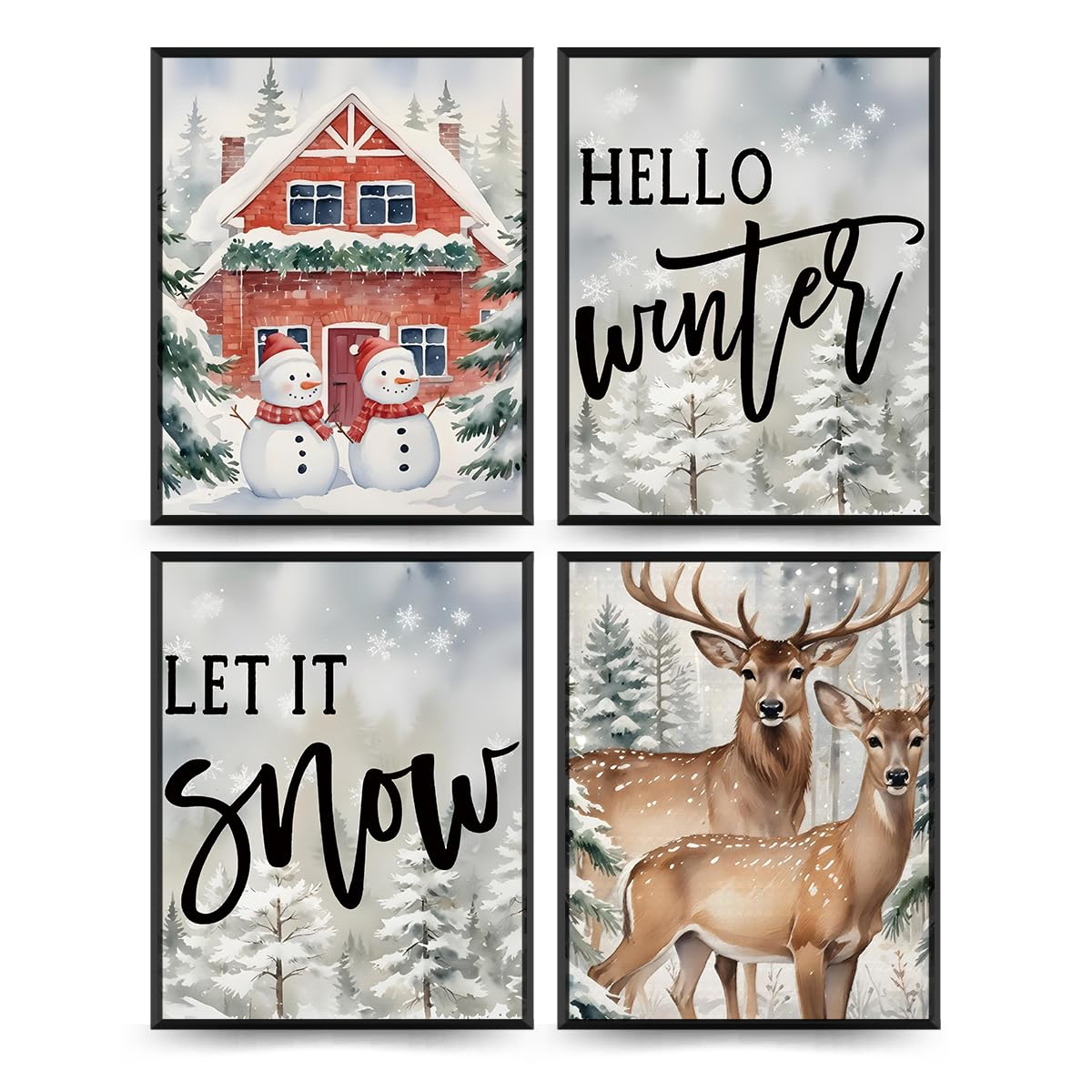 Amazon.com: PLKMN Winter Christmas Wall Decor, Winter Xmas Aesthetic ...