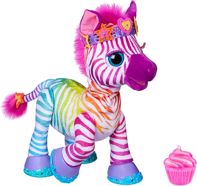 Amazon.com: furReal My Rainbow Zebra Electronic Pet Toy with 80+ Sounds ...