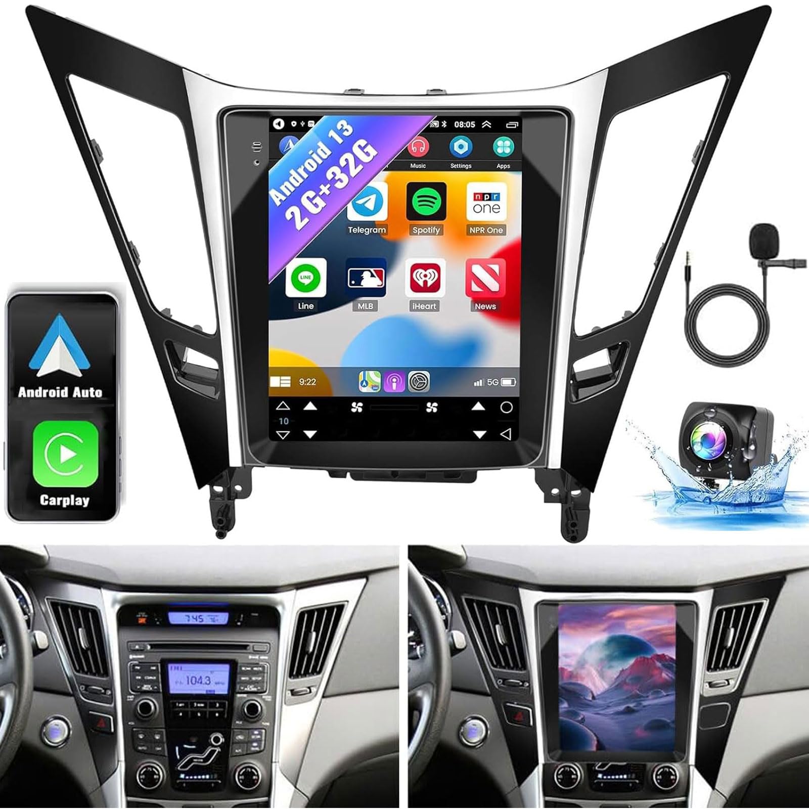 Estéreo de coche Android 13 de 9.7 pulgadas con coche inalámbrico ...