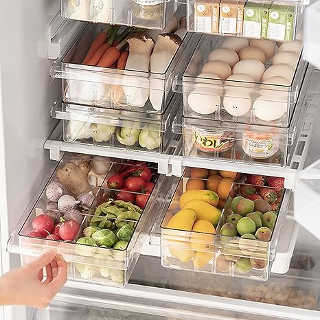 Amazon.com: Refrigerator Organizer Bins - Clear Plastic Container ...