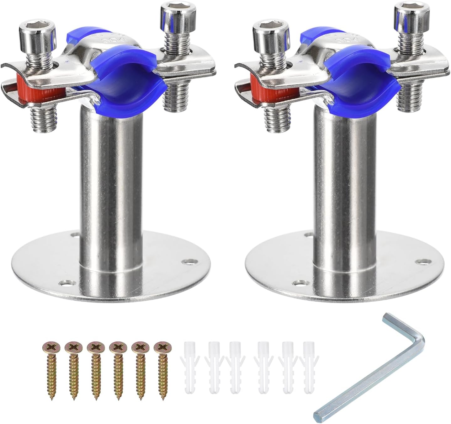 uxcell 2Pcs Stainless Steel Pipe Supports Wall Mount Ceiling Mount Pipe ...