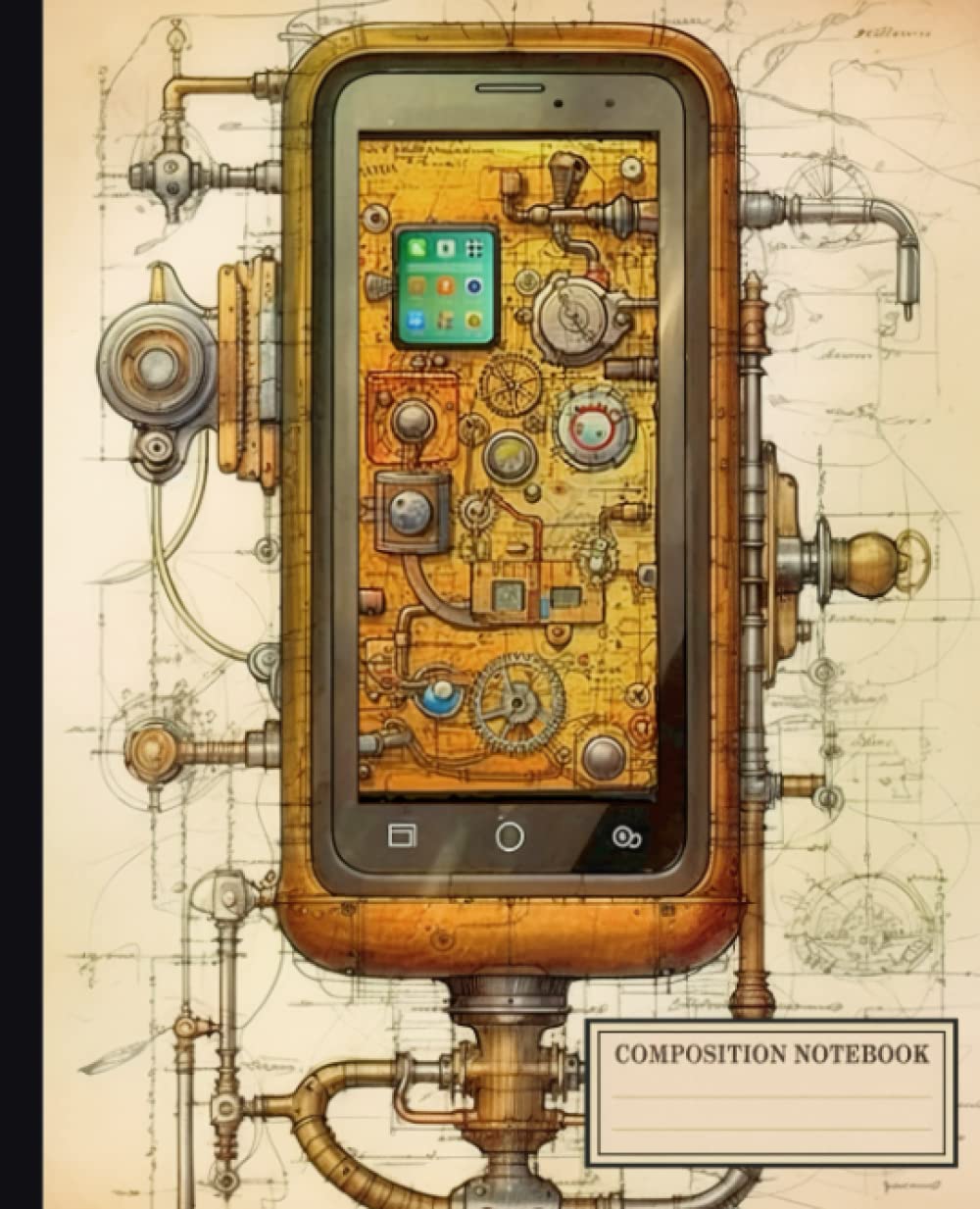 Composition Notebook Aesthetic. Steampunk Smartphone: Leonardo's Style ...