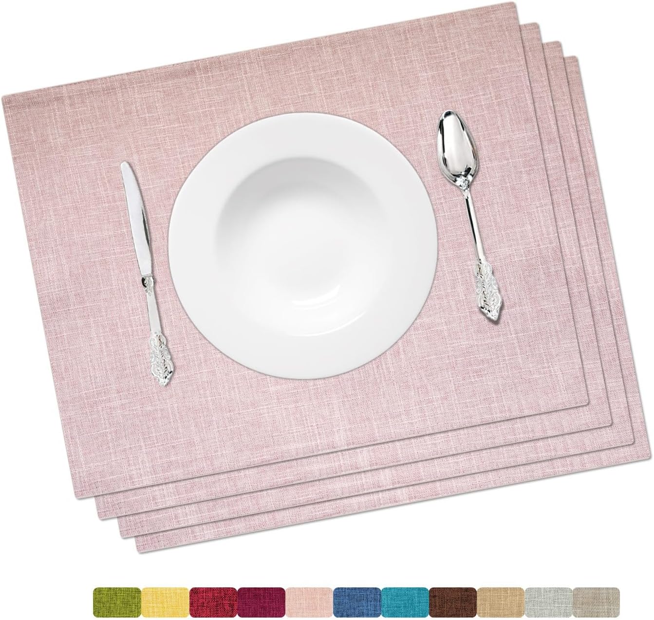 Amazon.com: EKOBLA Aesthetic Marble Placemat Non-Slip Cotton Linen ...