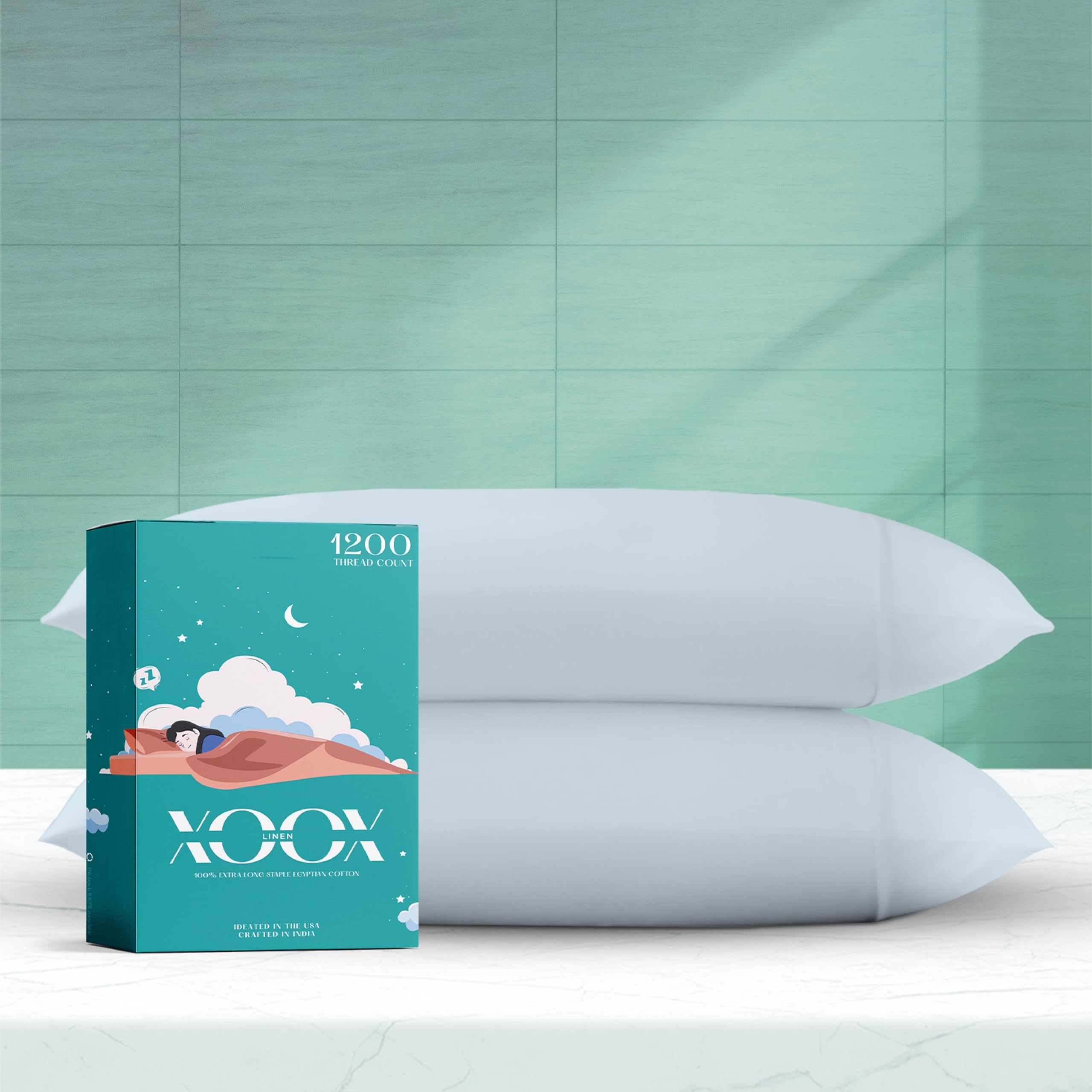 Amazon.com: XOOX Linen 100% Egyptian Cotton Pillow Cases King Size Set ...