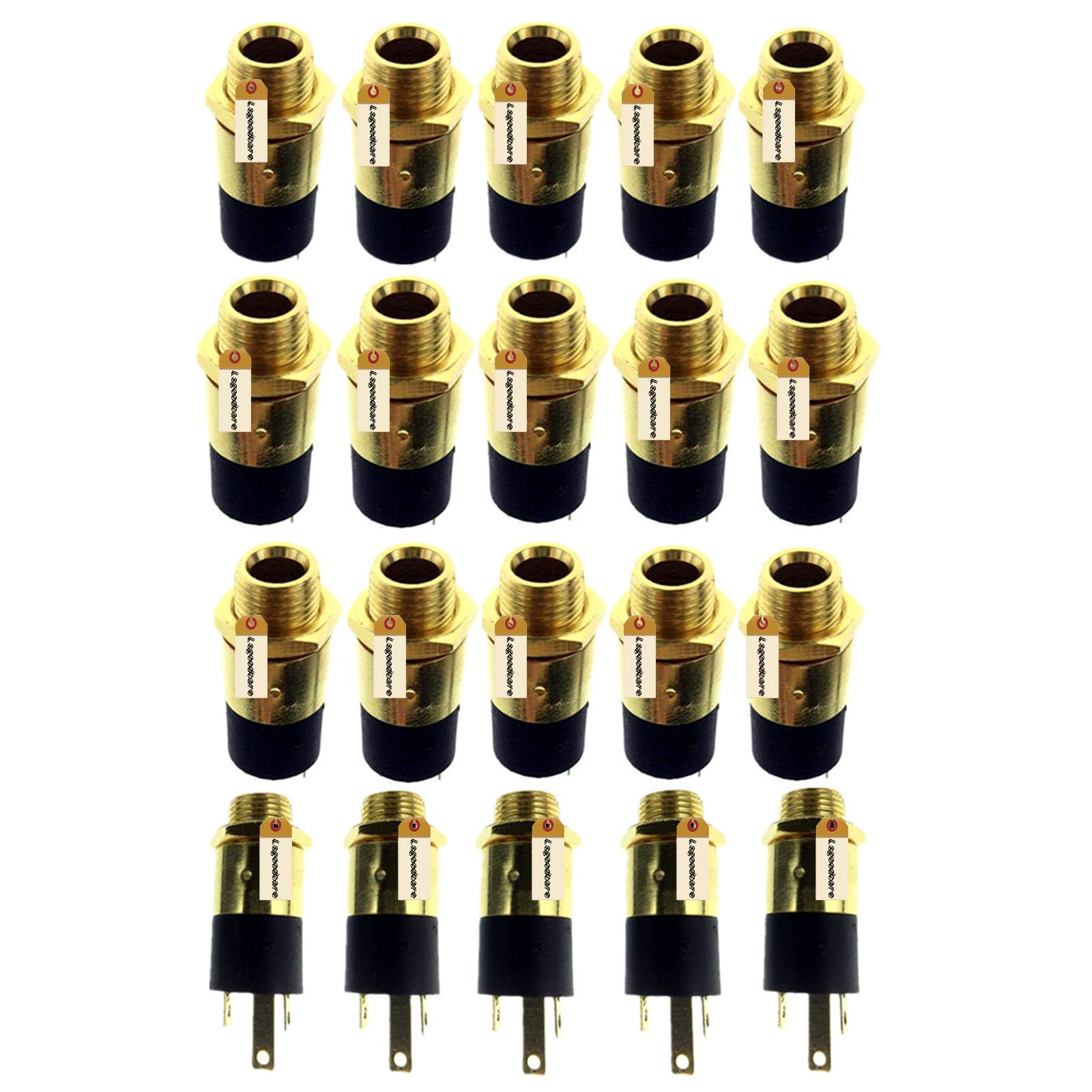 Amazon.com: Lsgoodcare 20PCS 3.5MM 1/8 Inch Gold Gold Plated Stereo ...