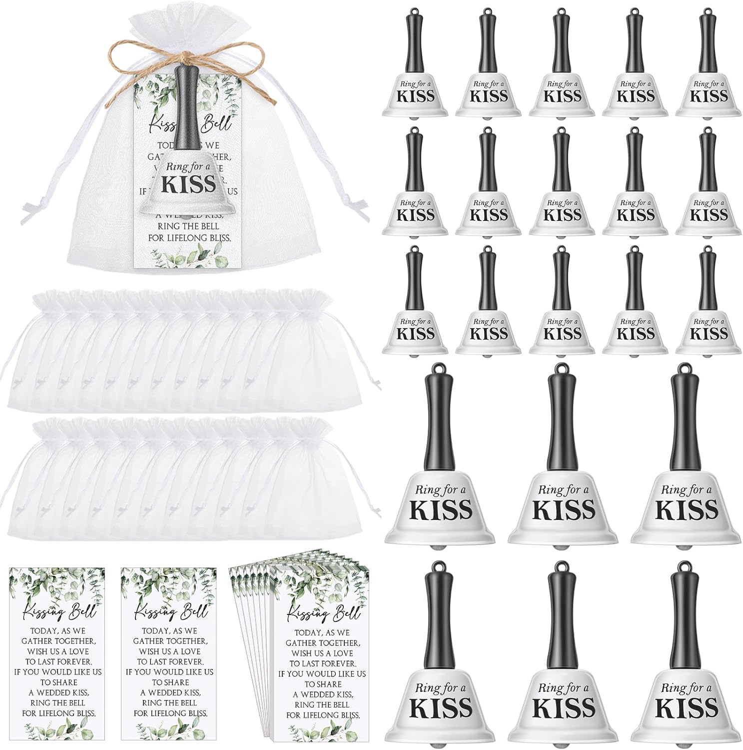 Amazon.com: Lounsweer 30 Sets Wedding Kissing Bells Bulk Wedding Party ...