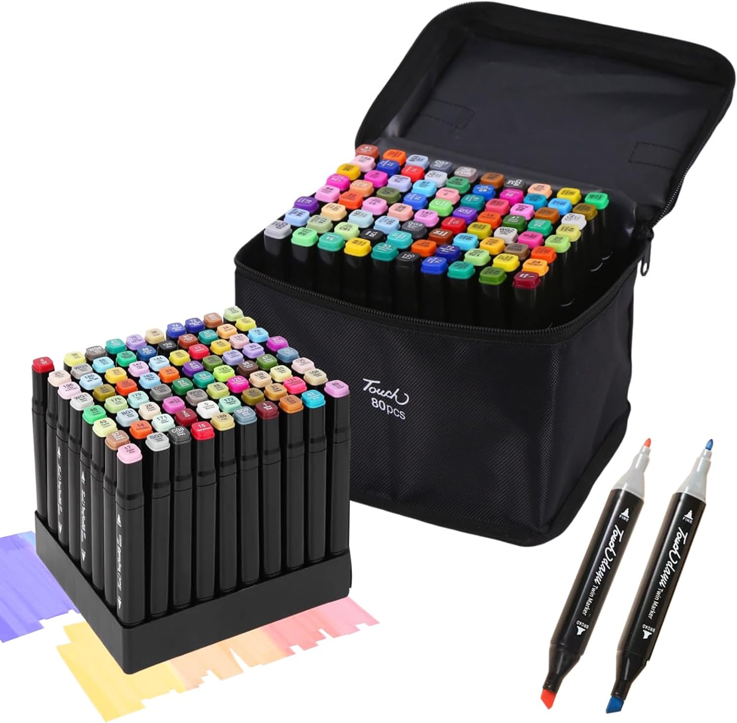 80 Colors Markers Dual Marker Pens, Double Headed Brush Pen,Permanent ...