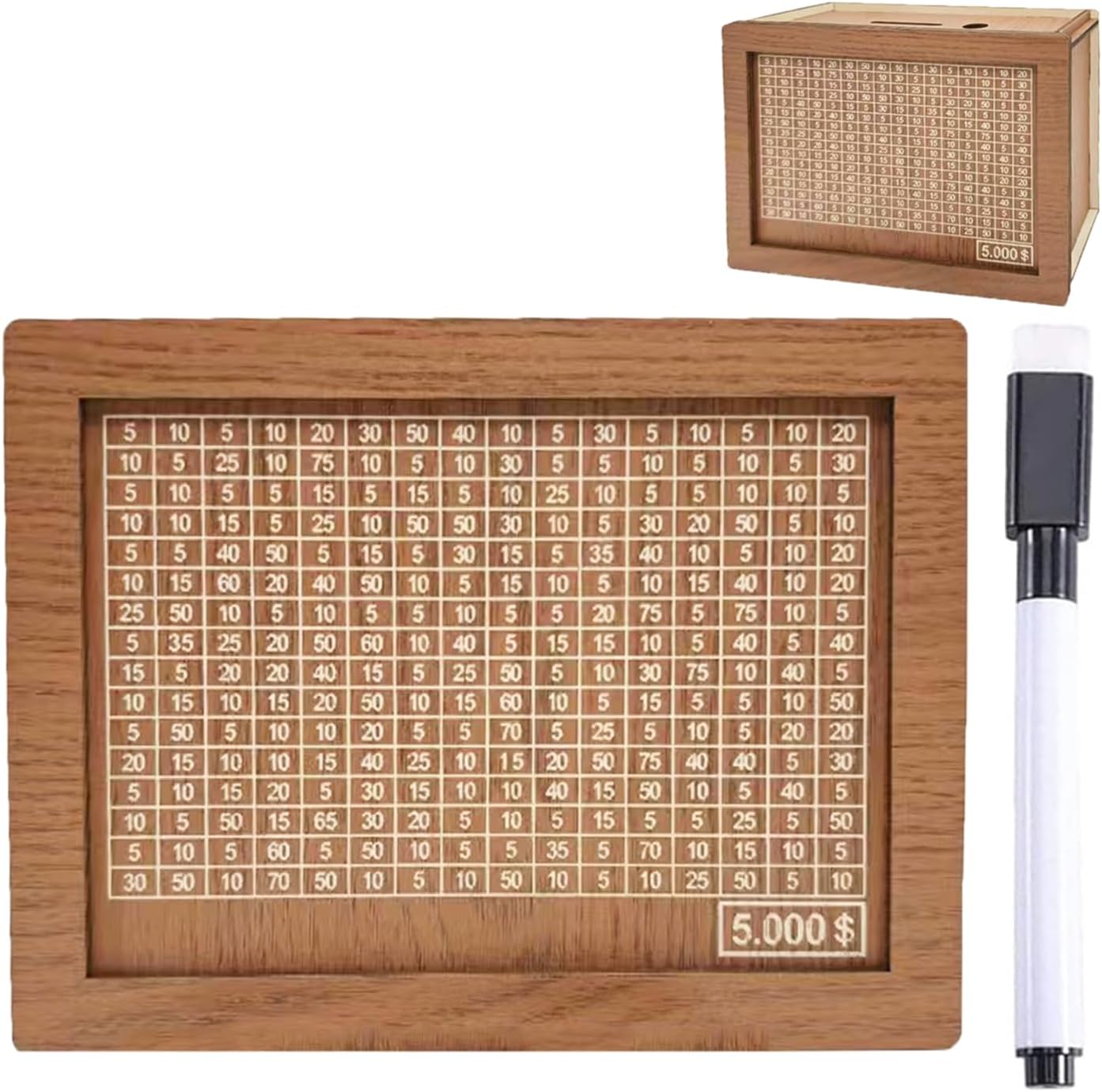 Amazon.com: Cash Vault Wooden Savings Box,$10000 Wooden Cash Saver ...