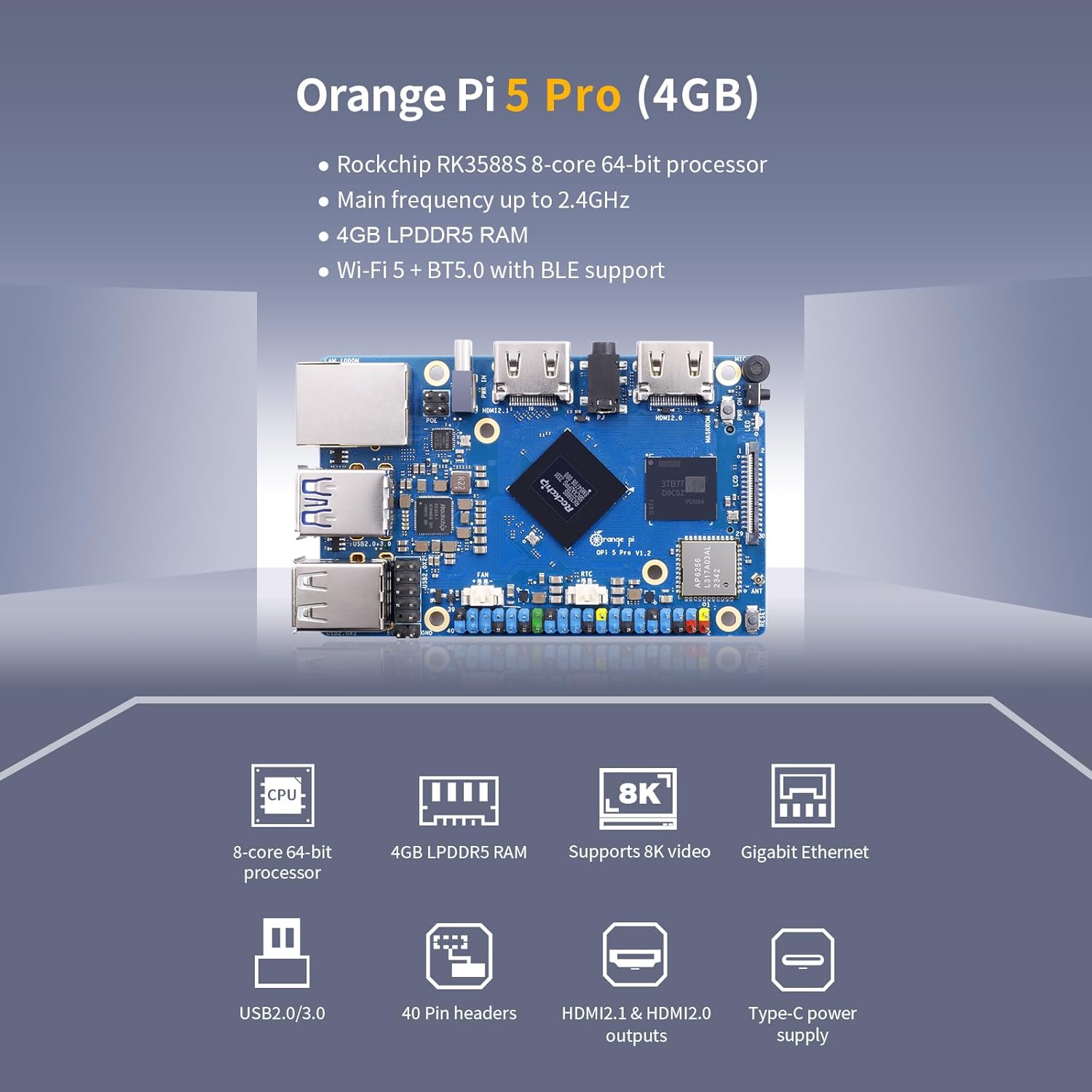 Orange Pi 5 Pro 4GB LPDDR5 8 Core 64 Bit RK3588S Philippines | Ubuy