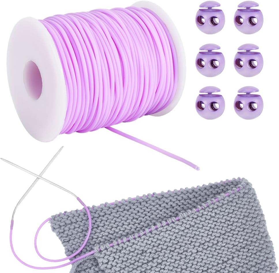 NBEADS 55 Yards Stitch Keeping Cords, 2mm Hollow Rubber Tubing Knitting ...