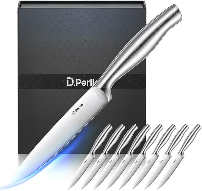D.Perlla Steak Knive Set, Micro Serrated Steak Knife Set of 8, High ...