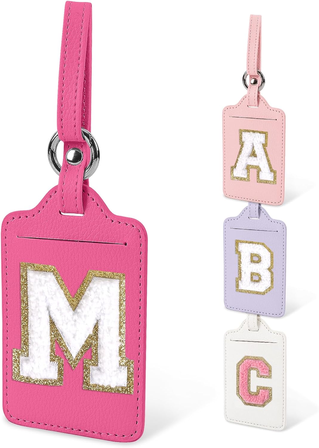 Amazon.com | Personalized Initial Luggage Tags for Suitcases, Cute PU Leather Travel Letter ...