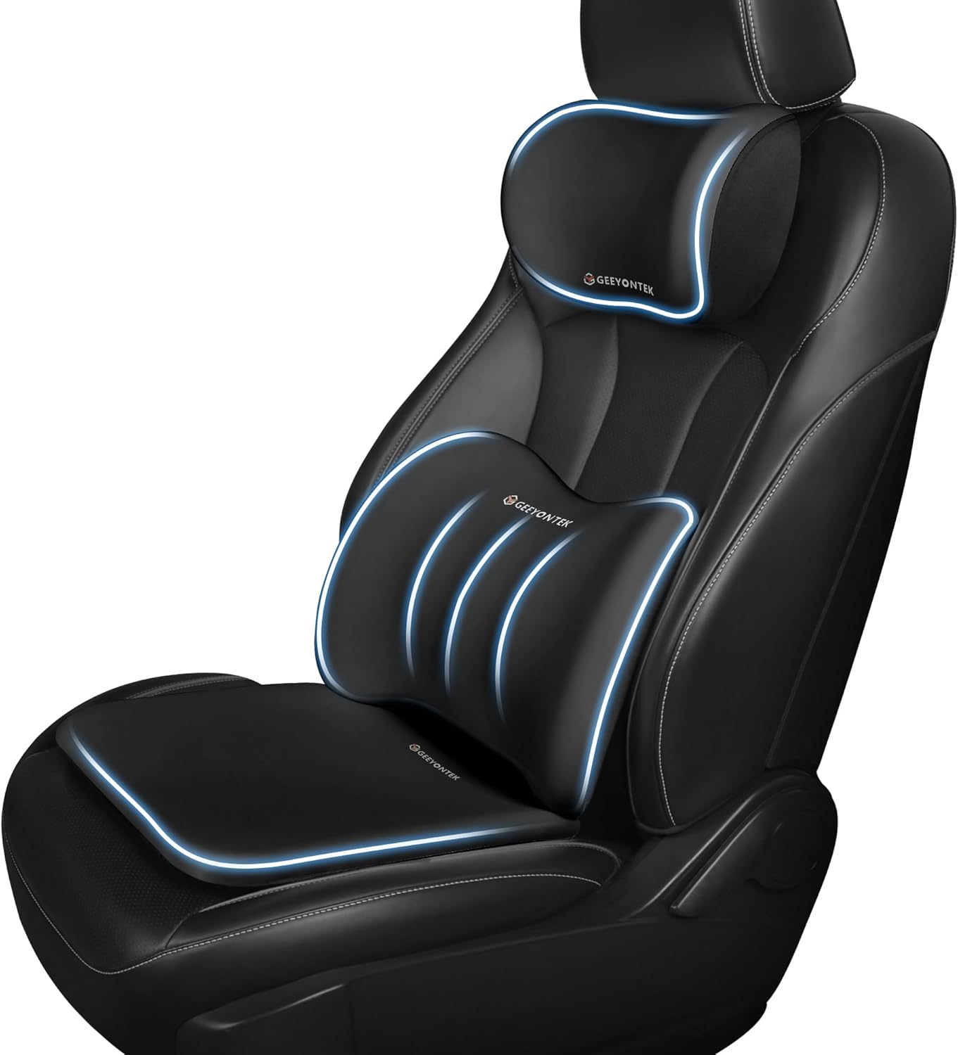 Amazon.com: GEEYONTEK Car Seat Cushion with Neck Pillow & Lumbar ...