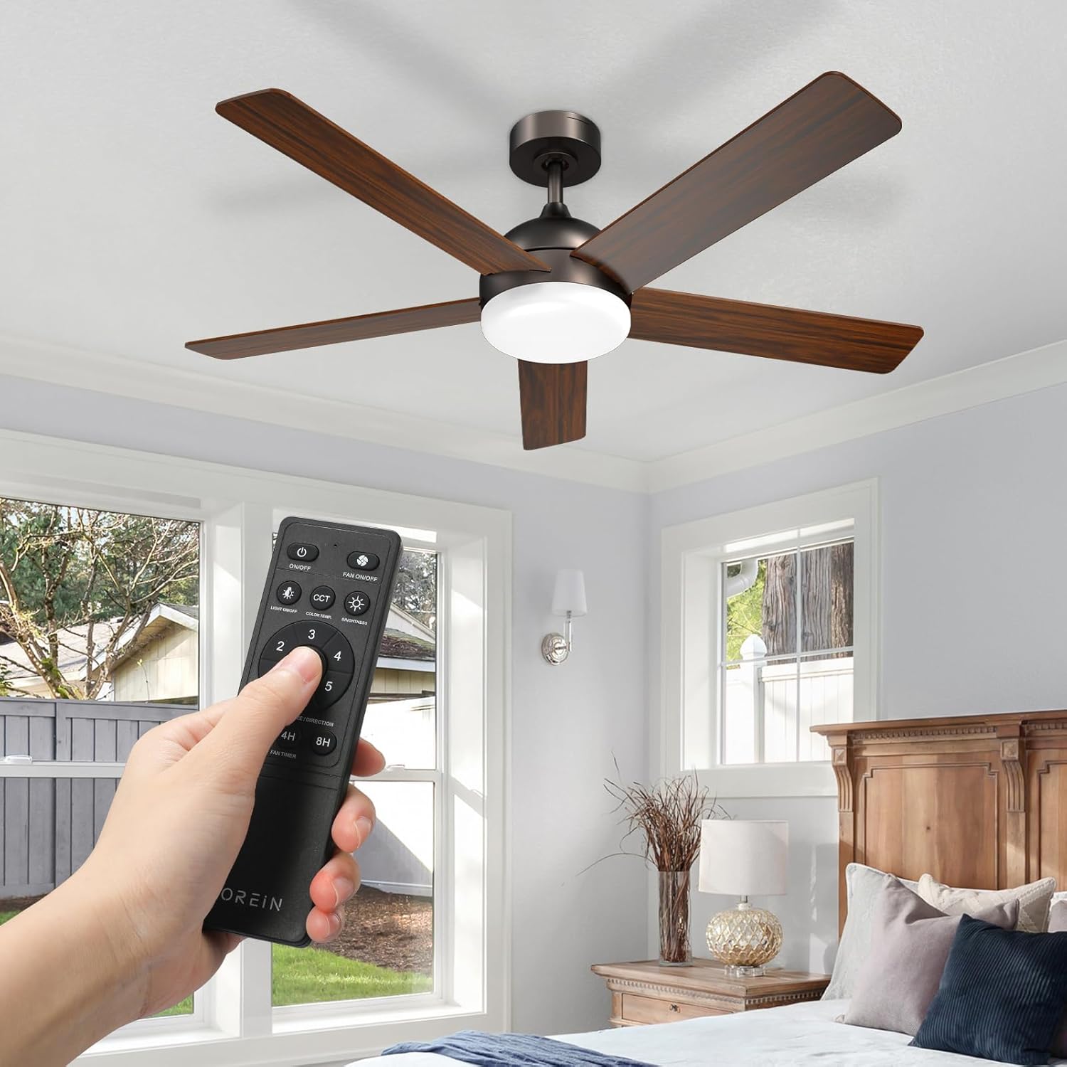 OREiN Ceiling Fans with Lights and Remote, 52 Inch 5500 CFM LED Ceiling ...