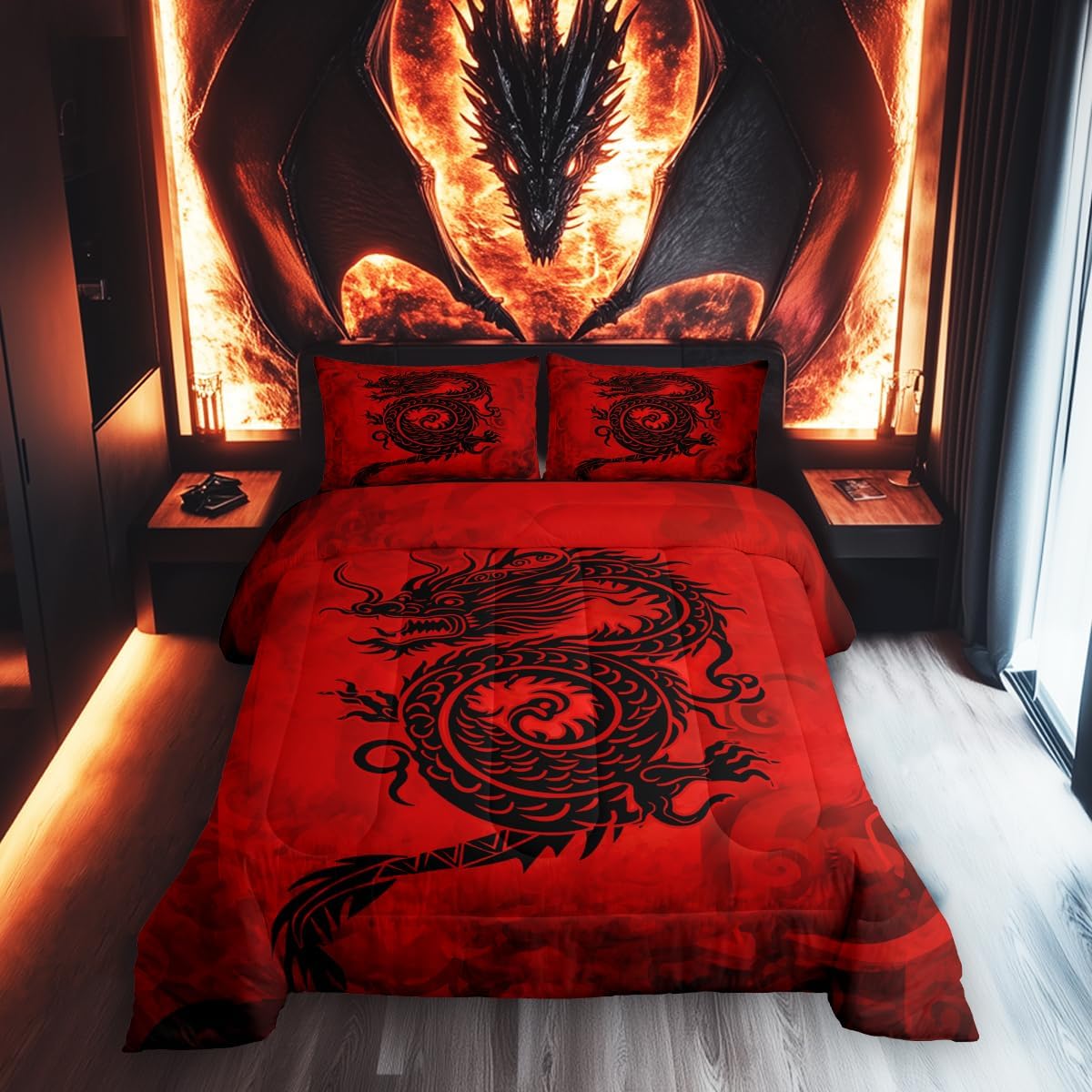 Amazon.com: Castle Fairy Dragon Comforter Set Exotic Chinese Style ...